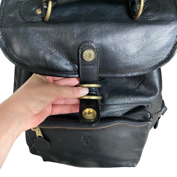 Frye | Bags | Frye Vintage Black Leather Backpack School Travel Work ...